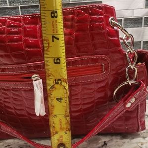 Bags | Red Large Purse Tote With Multi Colored Flower | Poshmark